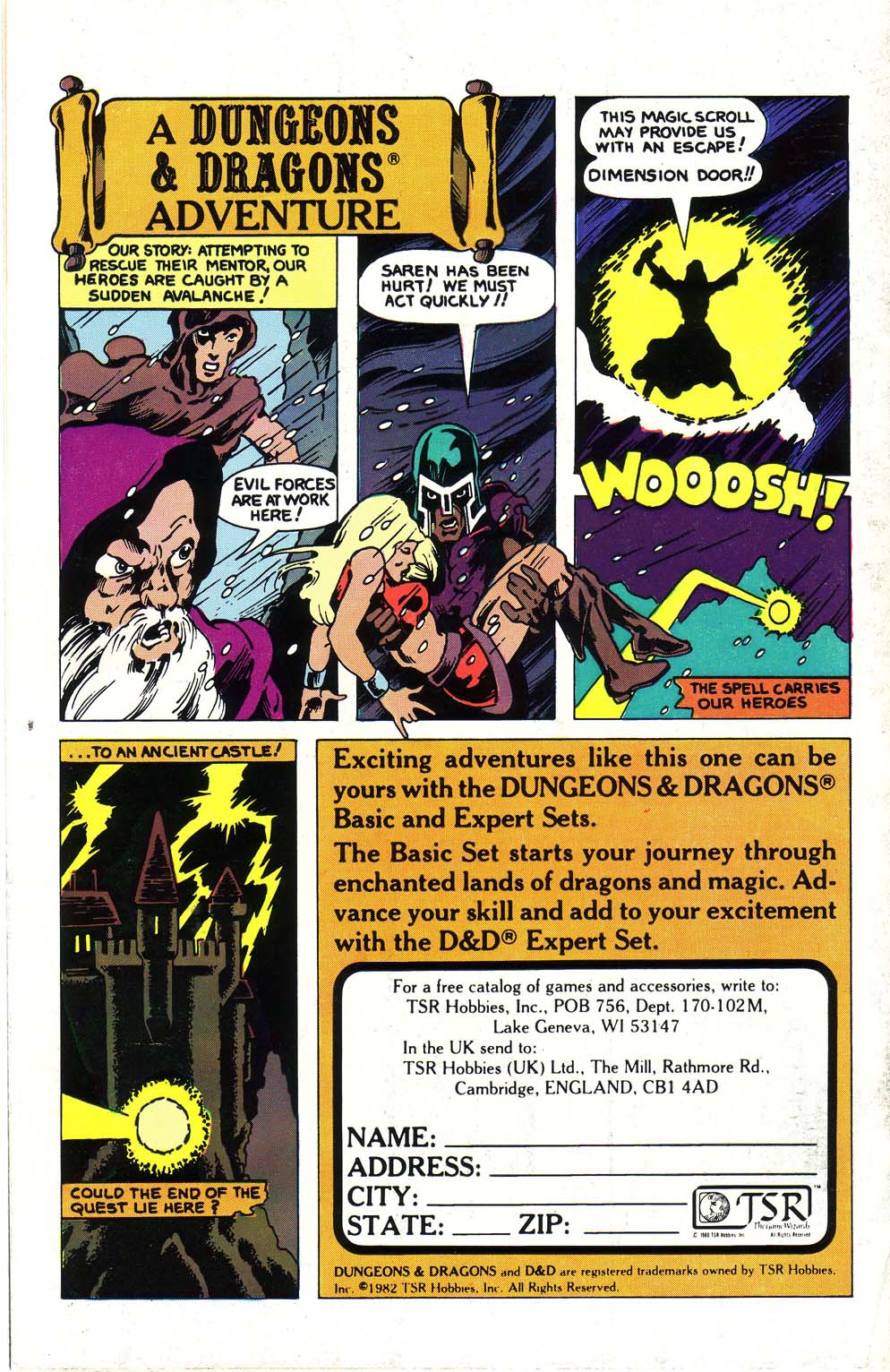 Marvel Comics of the 1980s: TSR's D&D Adventure Ads