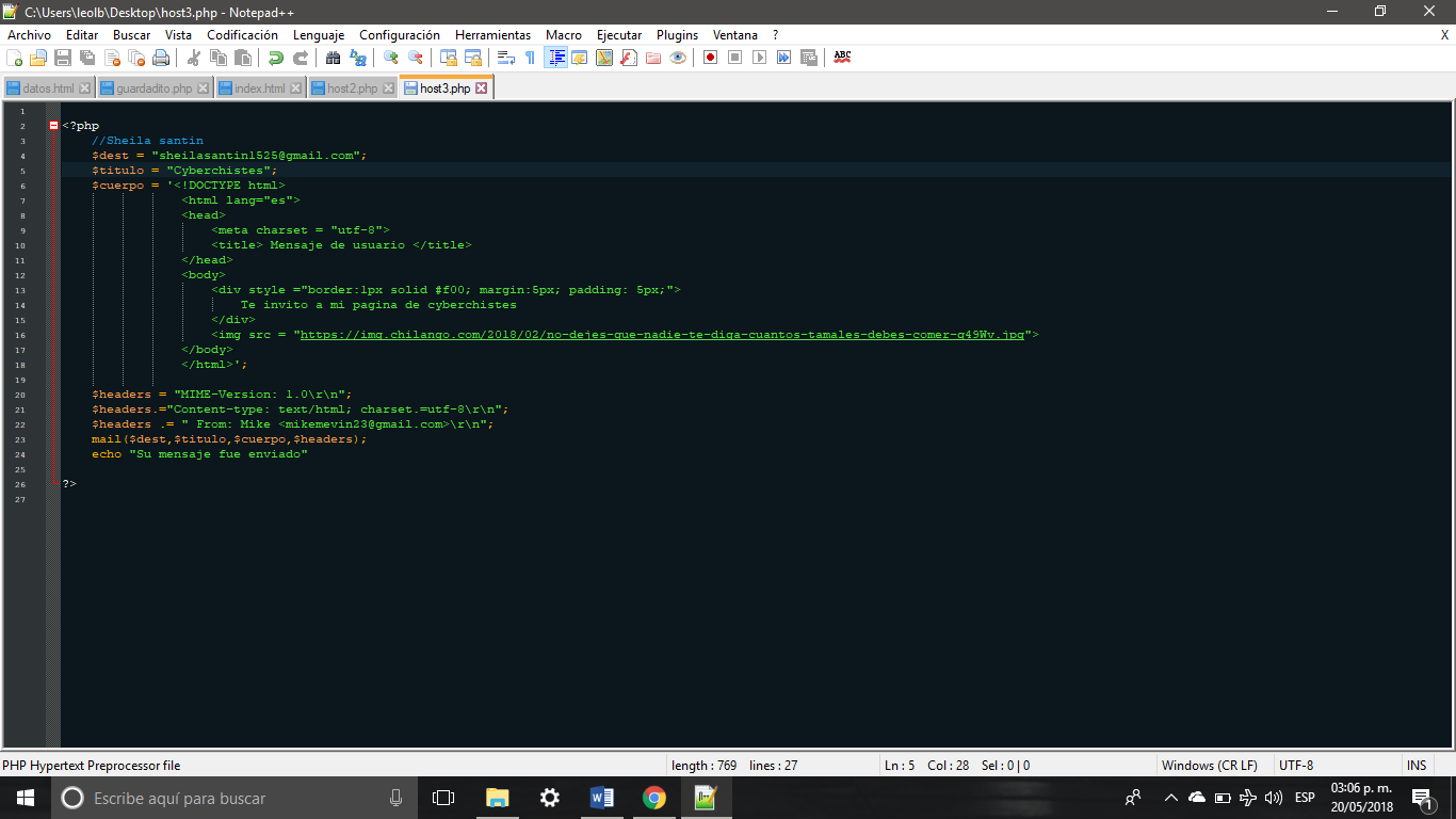 Ejemplo de envio de mail con formato html