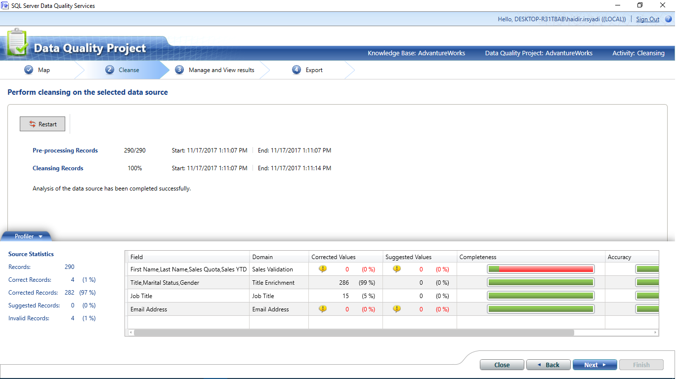 HDR SPOT: Tutorial DQS SQL Server (Data Cleansing & Data Matching)