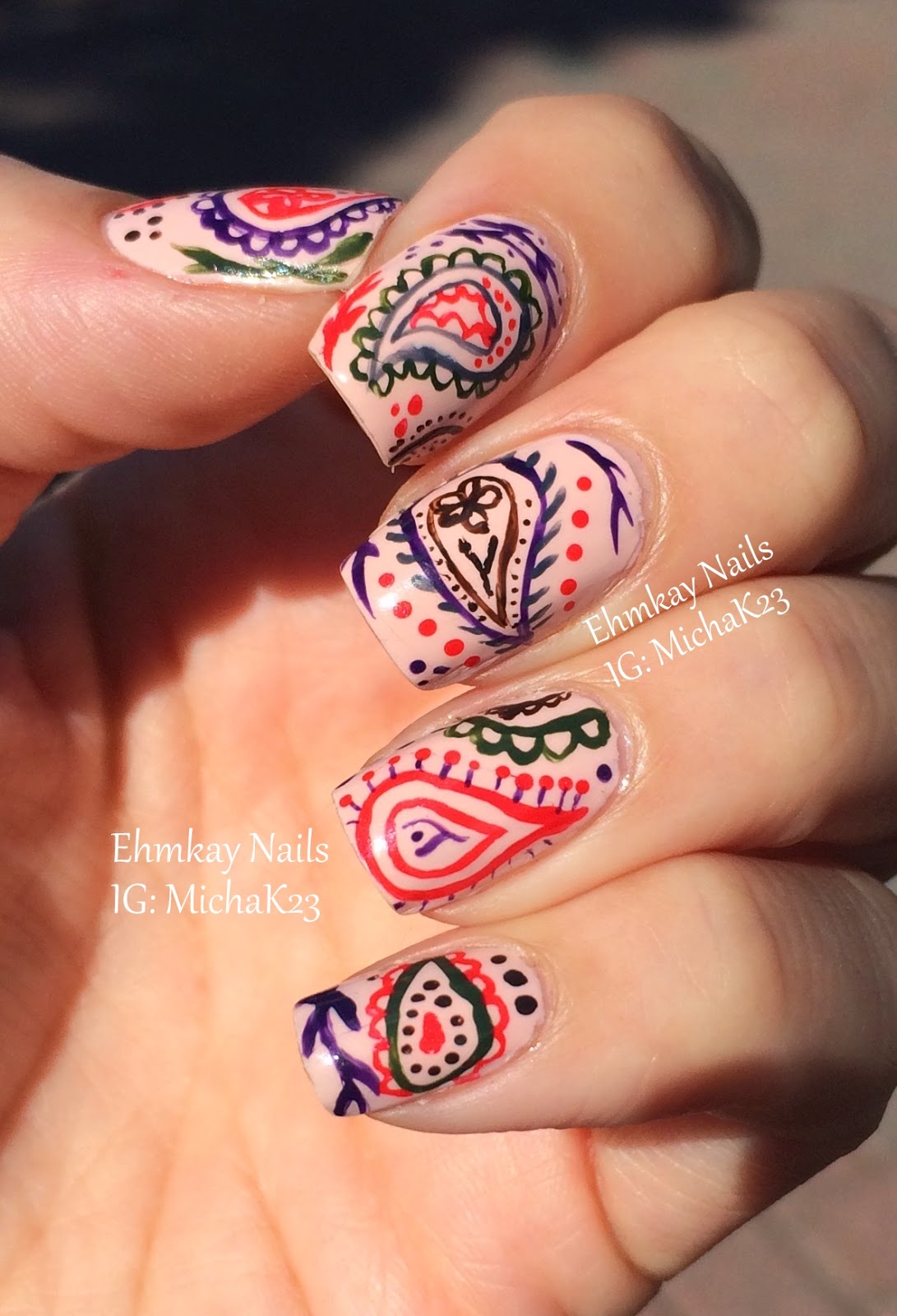 ehmkay nails: Hand-painted Paisley Nail Art with Jessica Autumn in New ...