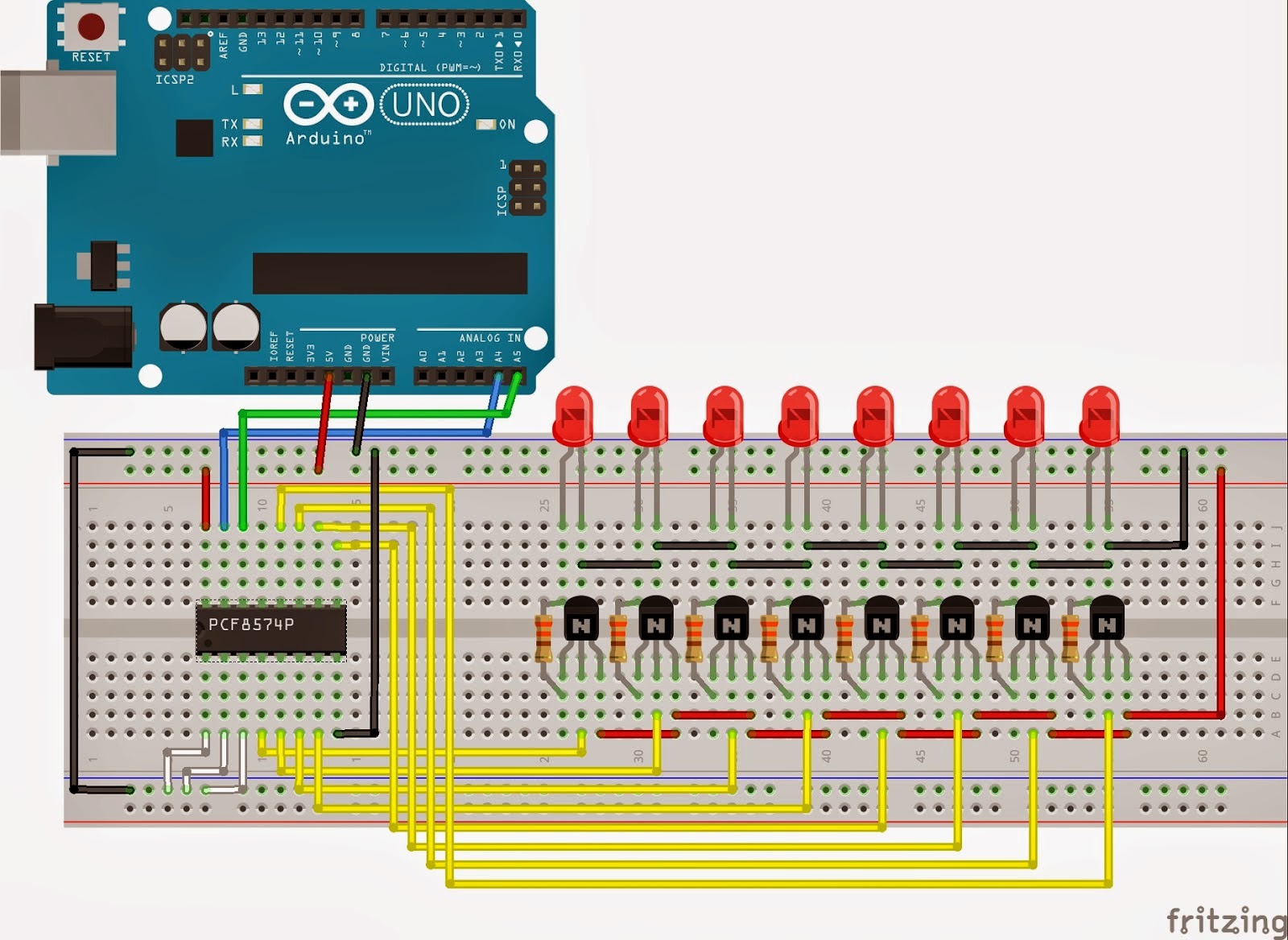 Contador Binário 8Bits I2C - Arduino Eletrônica
