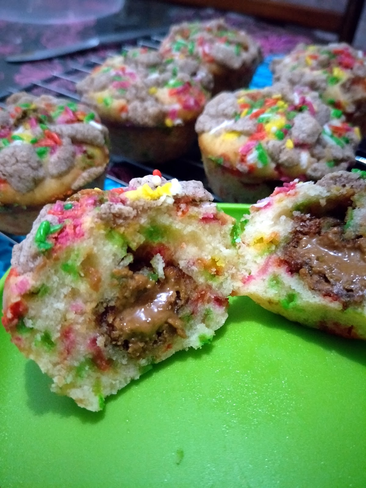Mia Bakes: Biscoff Stuffed Birthday Cake Muffin ~ MollyMia