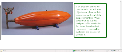 K Simms: Kane Kwei Coffin Orange in the shape of a cocoa pod