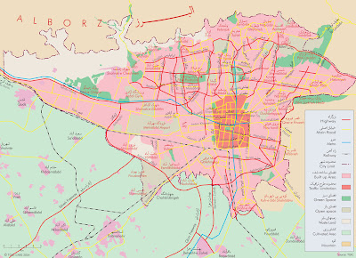 Map of Tehran, Iran