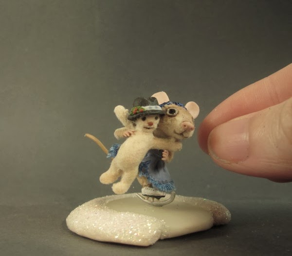 Aleah Klay Studio: Miniature Figure skating mouse w/ snowman One of a ...