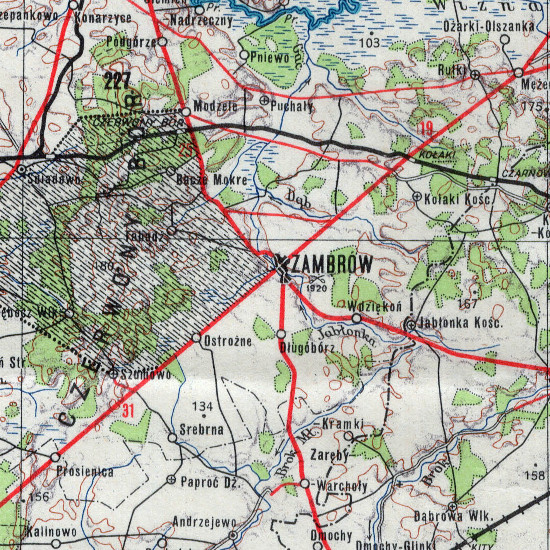 Zambrów - nie zawsze krytycznie.: Zambrów na mapach z XX wieku.