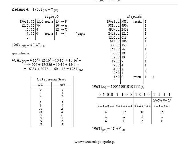 zeszyt do informatyki: Przeliczanie systemów liczbowych - ćwiczenia.