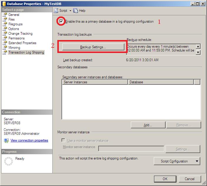 SQL Server Hints: SQL Server 2008 Implementing Log Shipping