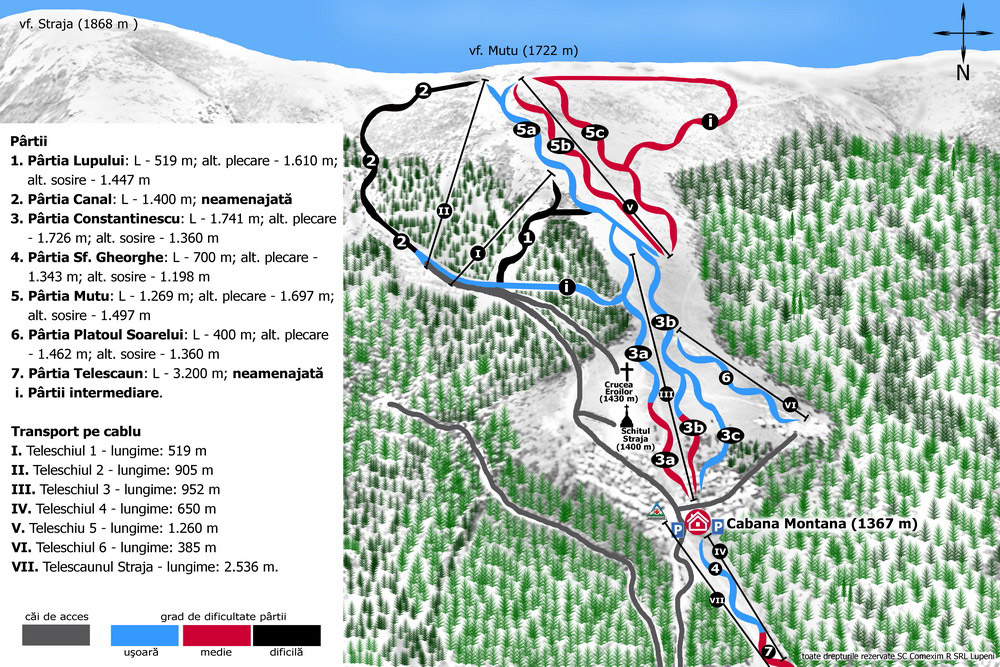 Romania Live: Straja live webcam Harta partii schi Straja