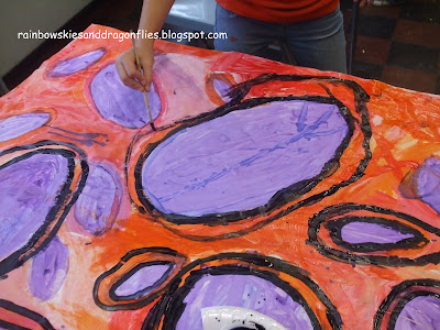 Rainbow Skies & Dragonflies: 3rd Grade - Collaborative Group Painting