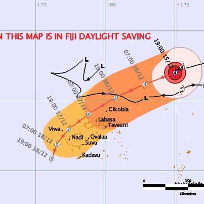 Babasiga: Projected path of Cyclone Evan