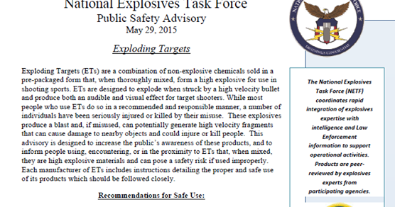 Gun News Blog: ATF guideline on how to use exploding targets