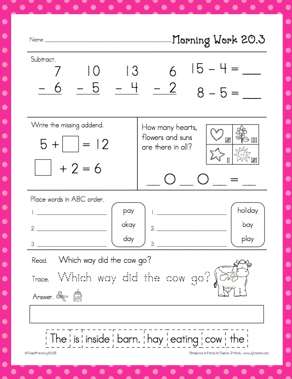 Theimaginationnook: Morning Work for the Whole Year