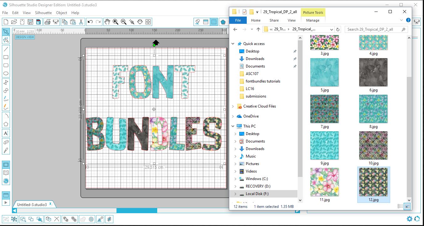Filling text with digital patterns and papers in Silhouette Studio ...