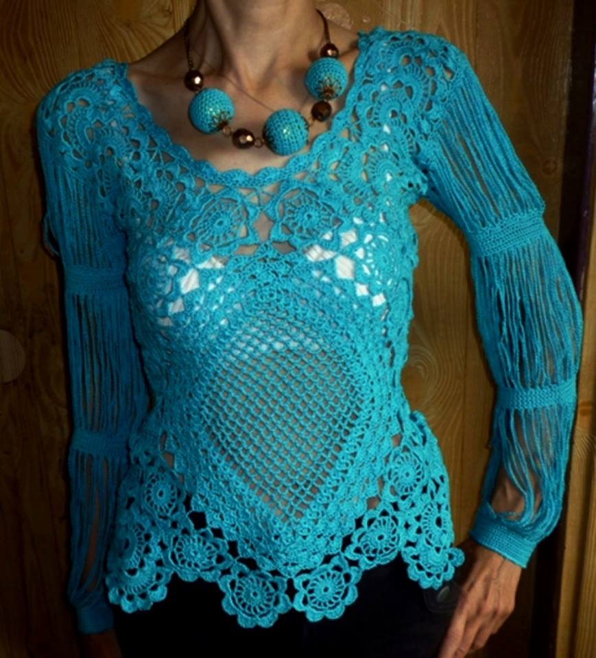Tina's handicraft : crochet blouse with flowers