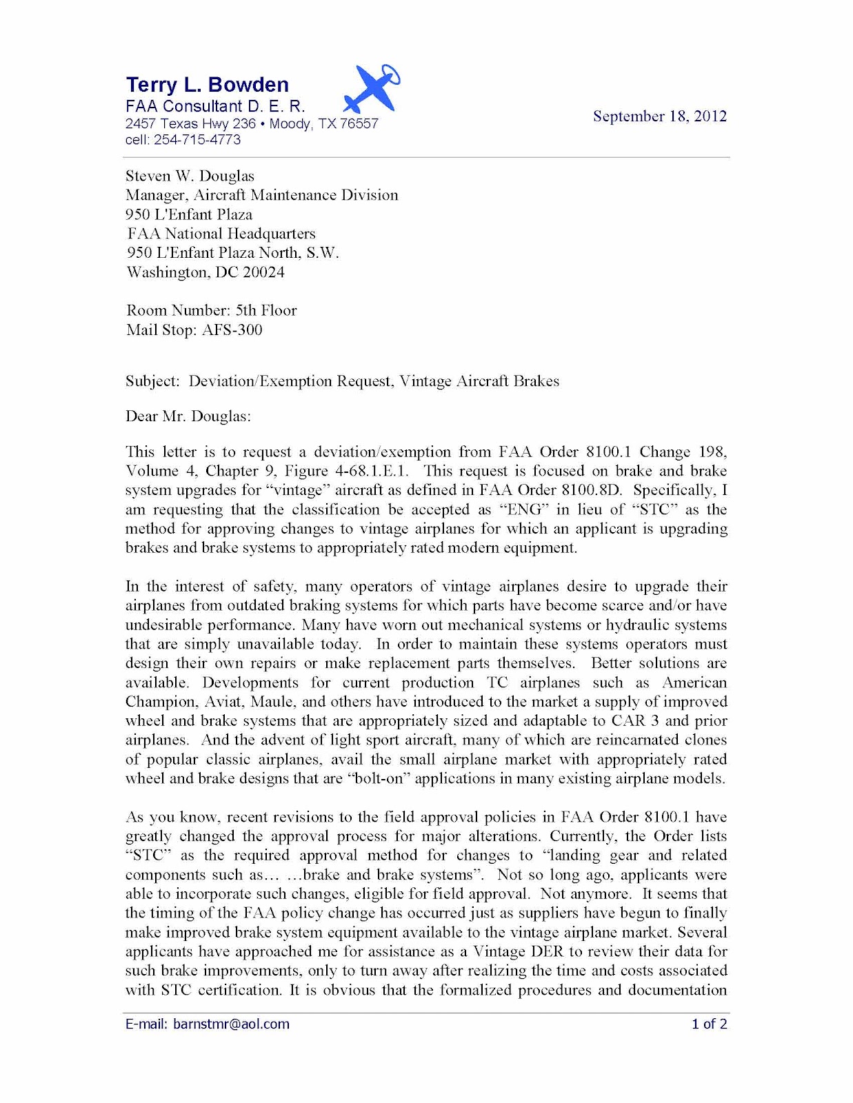 Terry Bowden, Consultant DER: 2012