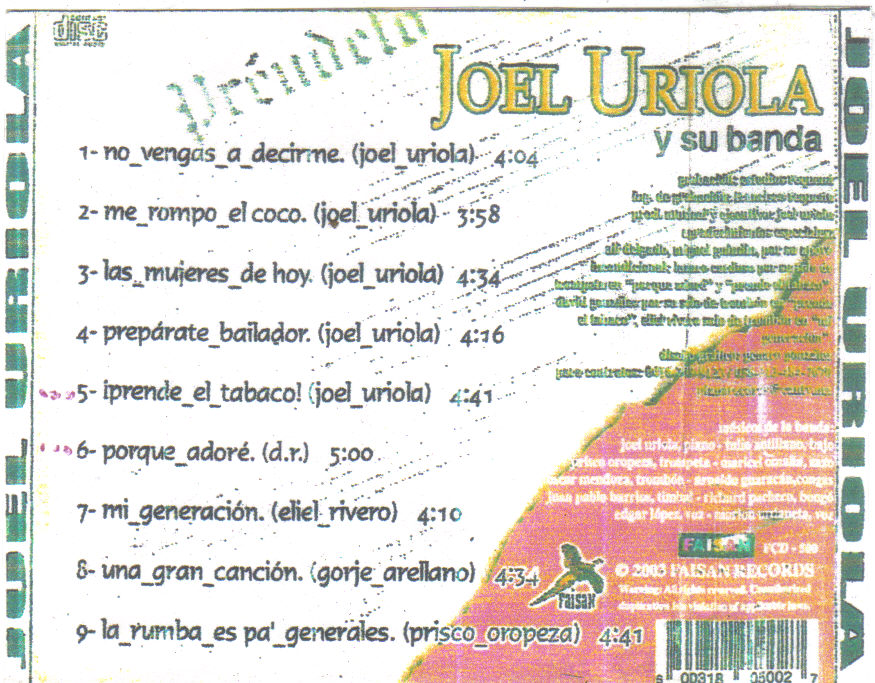 palos que saben de melodia: JOEL URIOLA Y SU BANDA - DESDE EL PRINCIPIO