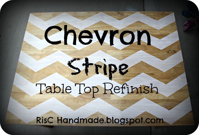 RisC Handmade: Chevron Striped Table Top Refinish