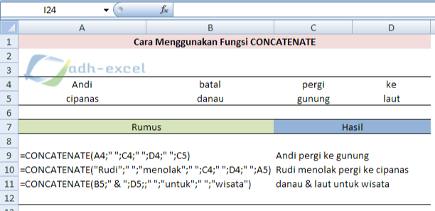 Cara Menggunakan Fungsi Concatenate Untuk Menggabungkan Teks Dalam Excel Belajar Excel