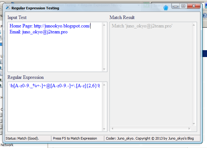 Regular Expression Testing v2.0 - Juno_okyo's Blog