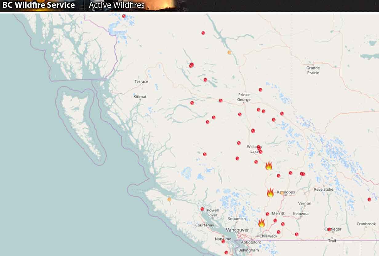 Blog Borg Collective: British Columbia Active Wildfires 2017 Map