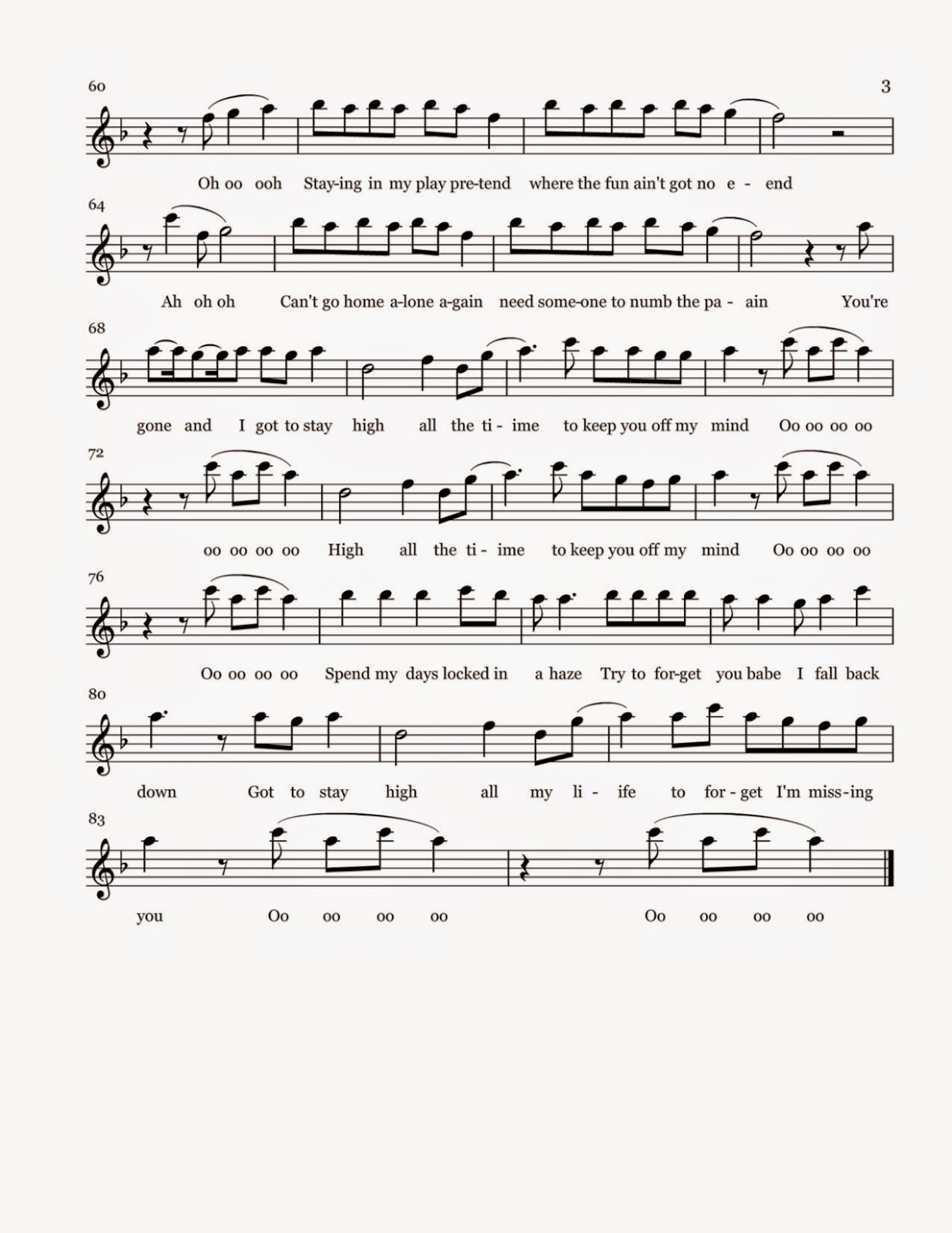 Flute Sheet Music: Habits (Stay High) - Sheet Music