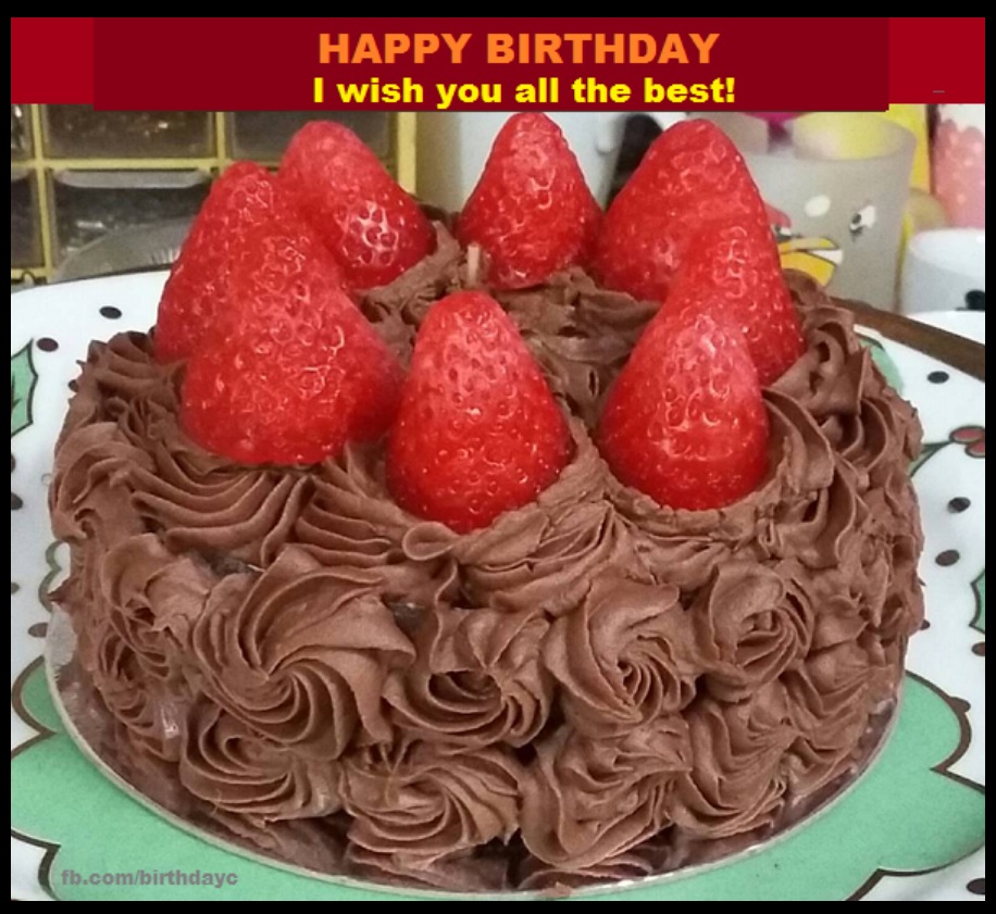 Strawberry cake picture, birthday card - Happy Birthday - HBDAY.ART