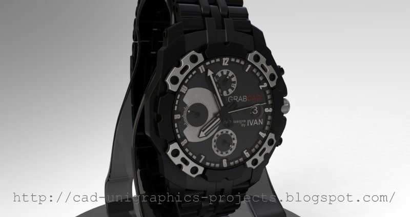 CAD designs by Ivan: Wrist chrono watch (free CAD download file)