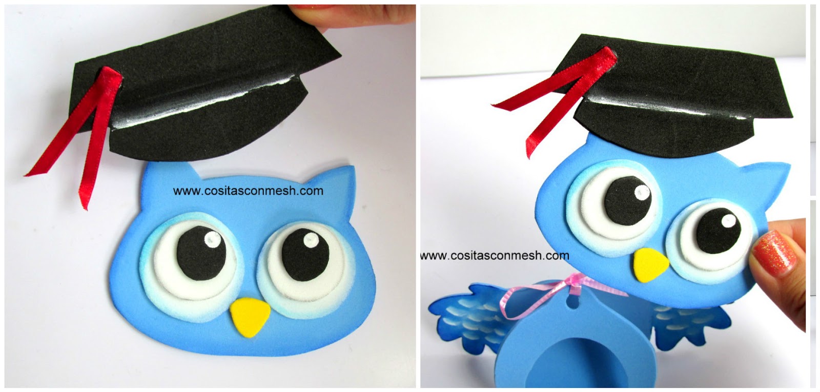 Souvenirs de buhitos en foami para fiesta de graduación ~ cositasconmesh