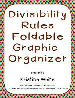 Tearless Teaching: Divisibility Rules Foldable Graphic Organizer