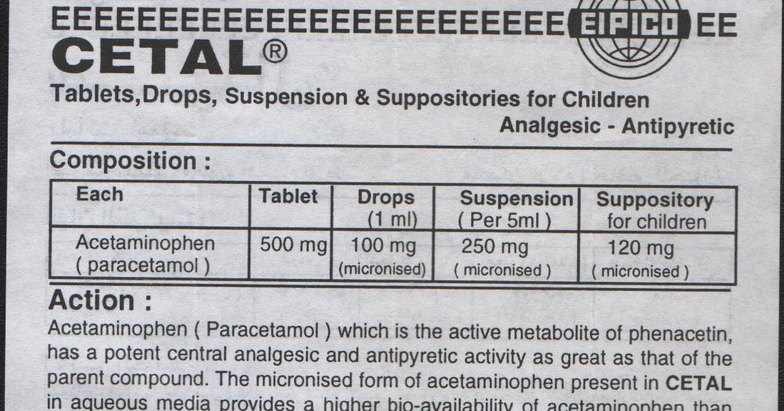 Drug Pamphlet: CETAL