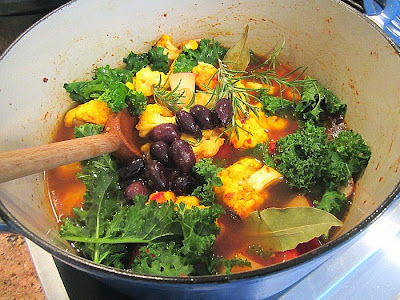 Greek Cauliflower Stifado w/ Kale & Olives (Fall Vegetable Stew)