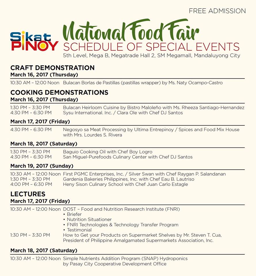 Manila Shopper: Sikat Pinoy National Food Fair March 2017: Learn How to ...