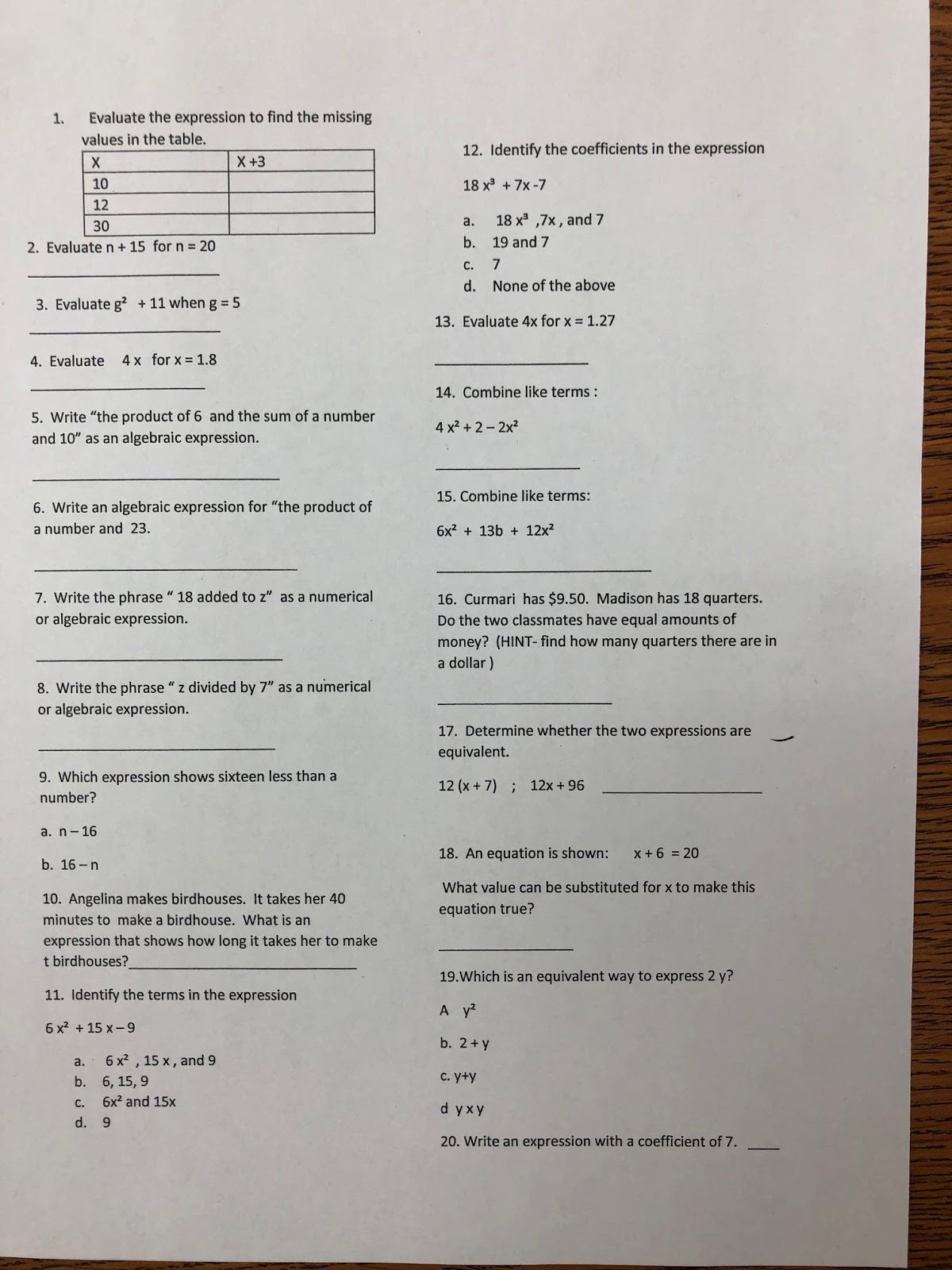 Mrs. Negron 6th Grade Math Class: Module 10 Study Guide