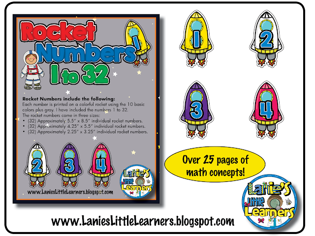 Lanie's Little Learners: Rocket Numbers 1 to 32 {Space Theme Number ...