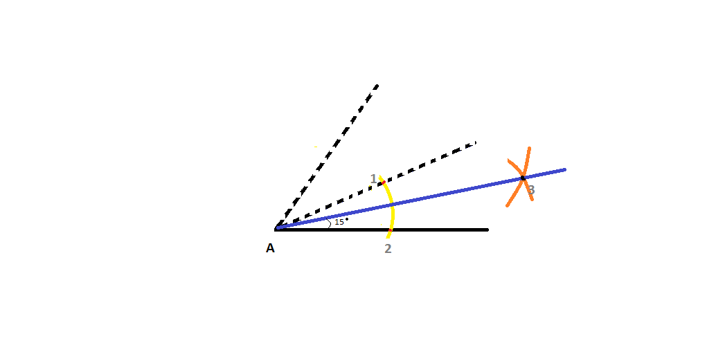desenho geométrico: construção do ângulo de 15 graus