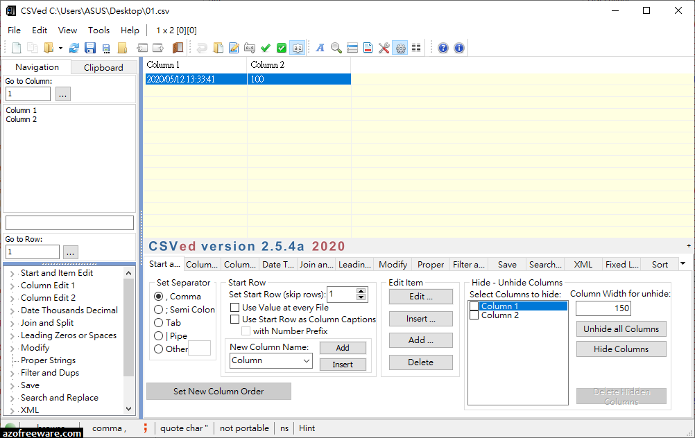CSVed 3.0.0 RC4 免安裝版 - 免費CSV檔編輯檢視軟體 - 阿榮福利味 - 免費軟體下載