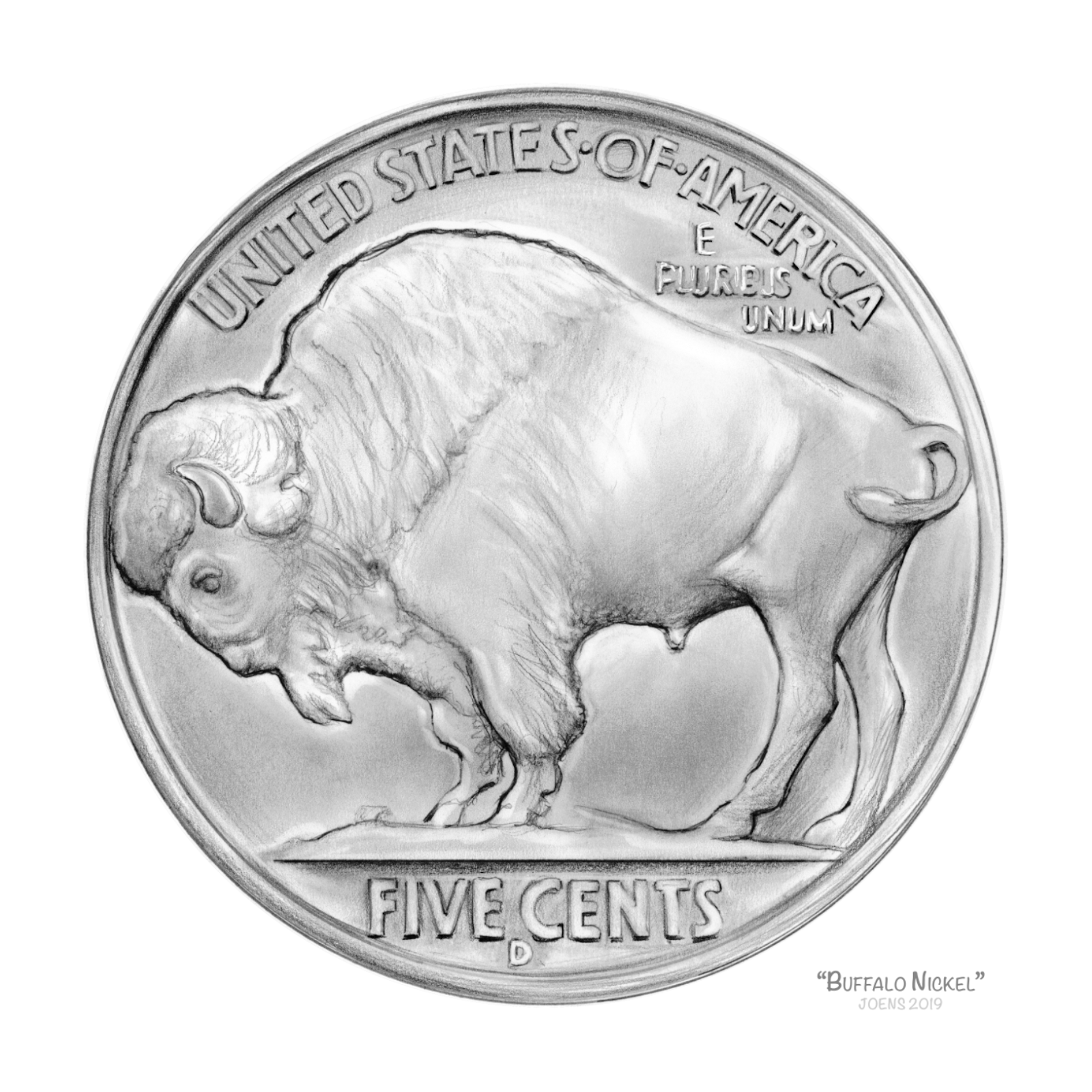 Sketch of the Day: Pencil Sketch of the Day... Buffalo Nickel