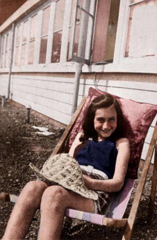Images of Pomona: Colorized photo of Anne Frank sunbathing on her roof ...