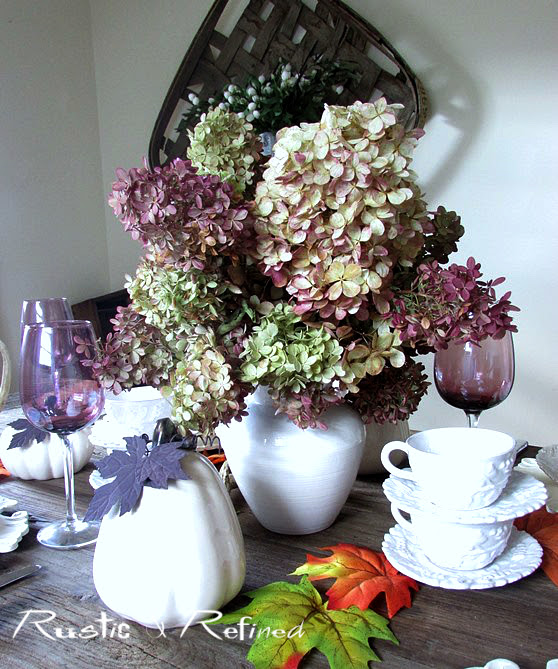 Dried Hydrangea Fall Tablescape | Rustic & Refined