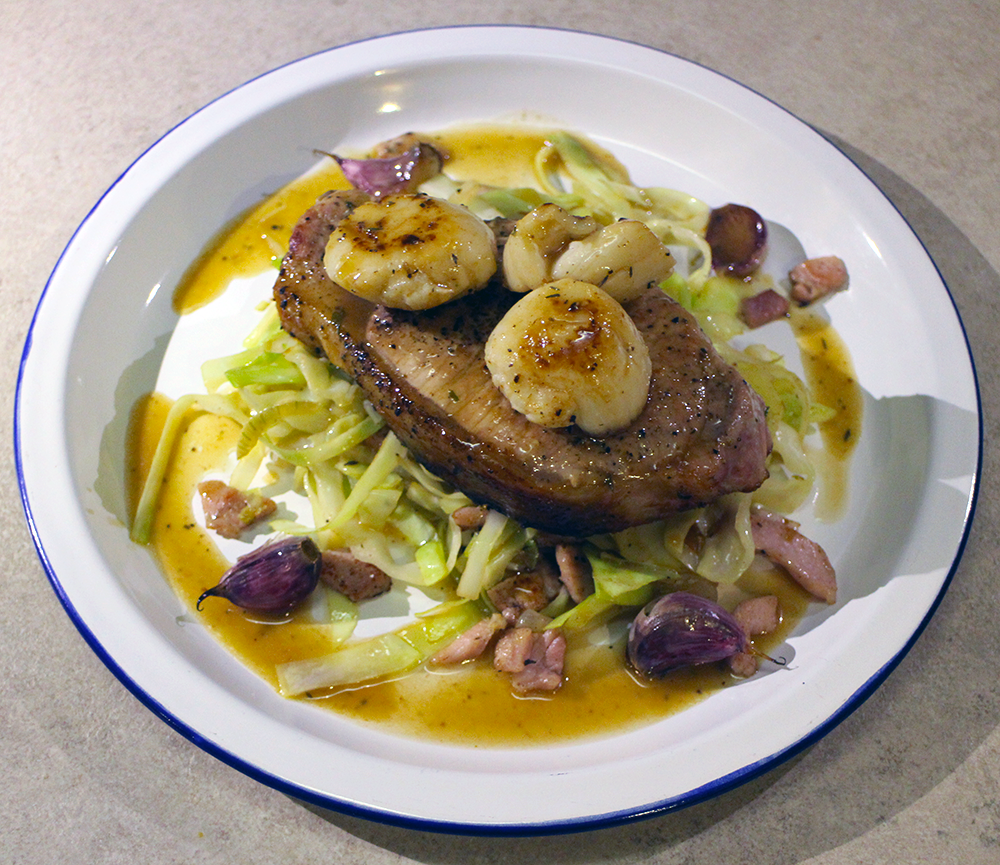 In My Caravan Kitchen: Pork Chops with Scallops and Bacon in Somerset ...
