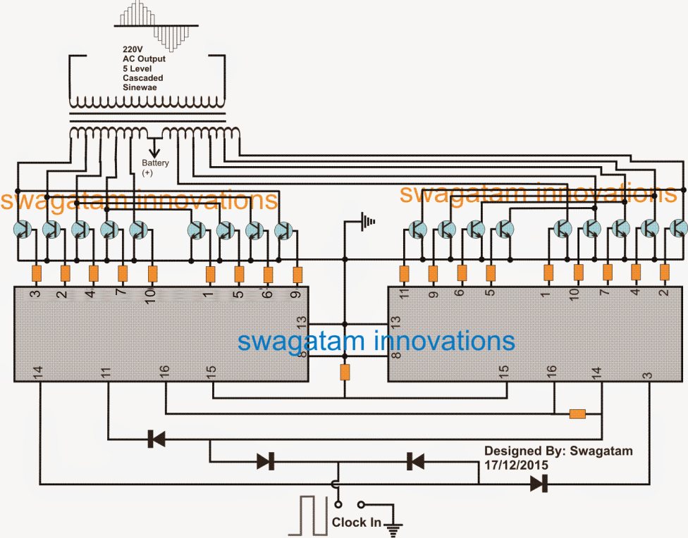 Multilevel 5 Step Cascaded Sine Wave Inverter Circuit