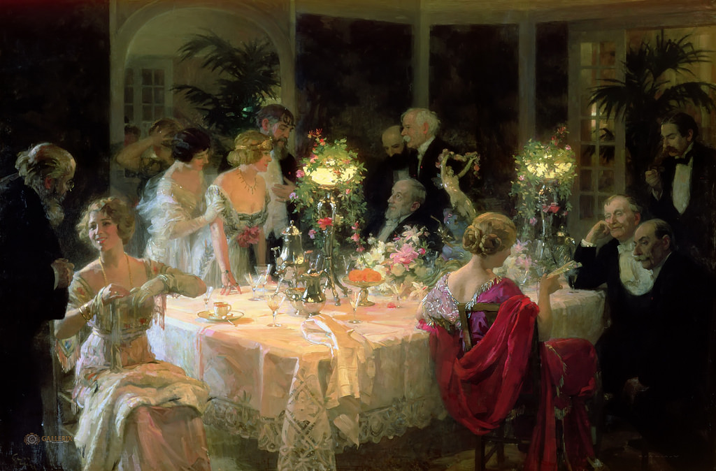 FRENCH PAINTERS: Jules GRUN The End of Dinner 1913