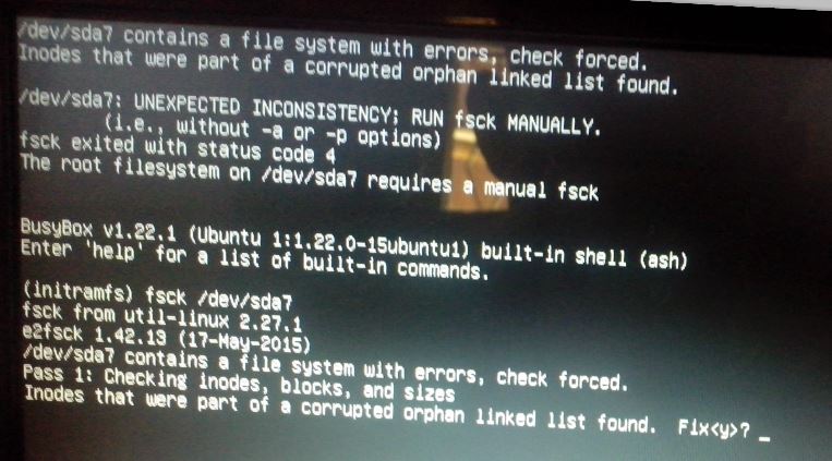 Mengatasi fsck Error Saat Boot Ubuntu - BelajarKu.com