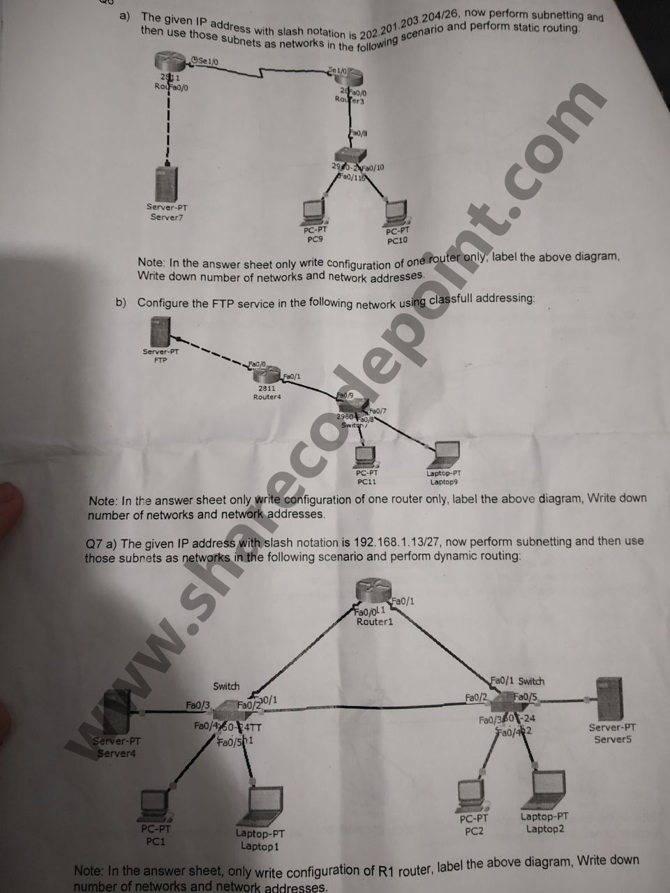 Cse307 Computer Network Lab End Term Practical Questions Cse 307 Lpu Lab Question Paper