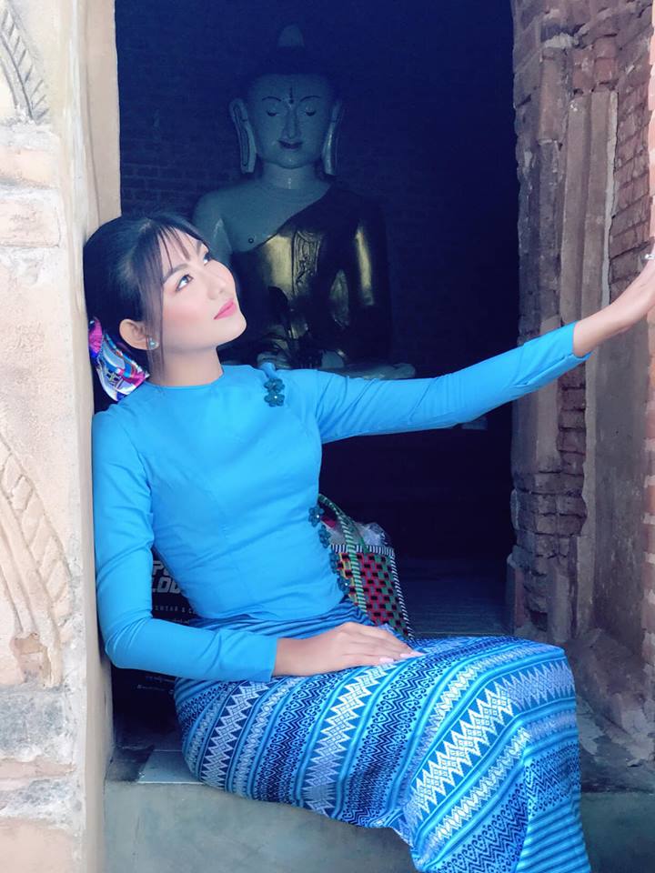 May Myint Mo - Myanmar Outfit Fashion in Bagan