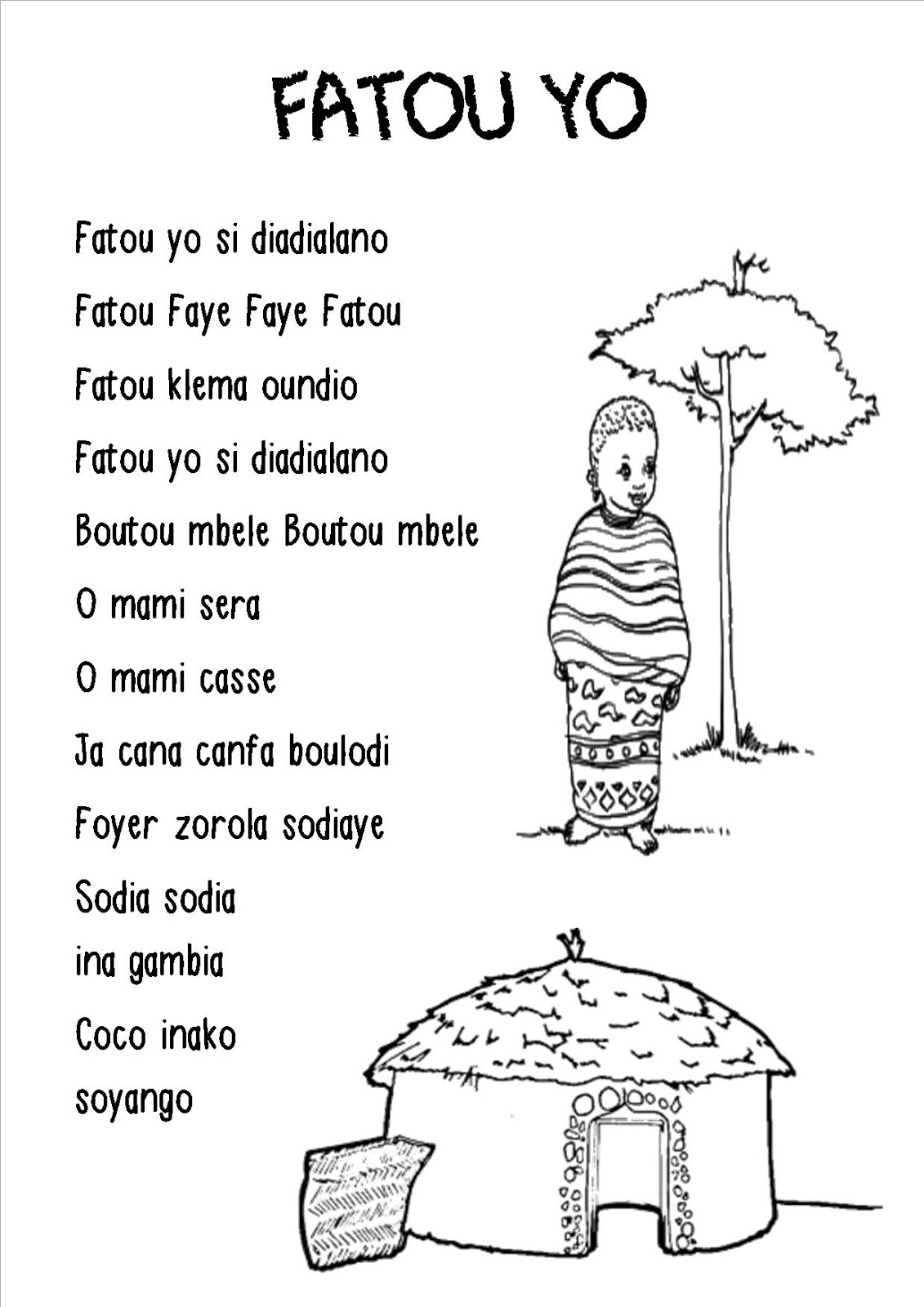 Fatou Yo | Comptine africaine, La maternelle de laurene, Chansons ...