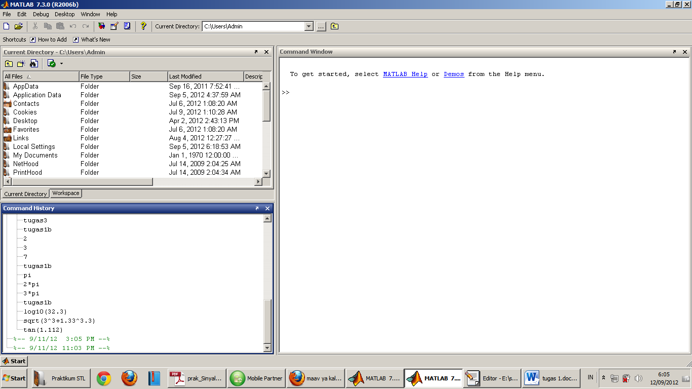 Laporan Sintak pemrograman di MATLAB