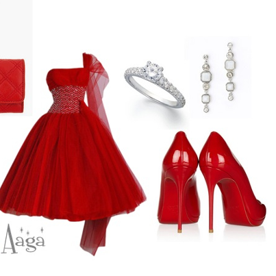 FUN AND FASHION HUB: Red stylish party dress combination with white jewelry