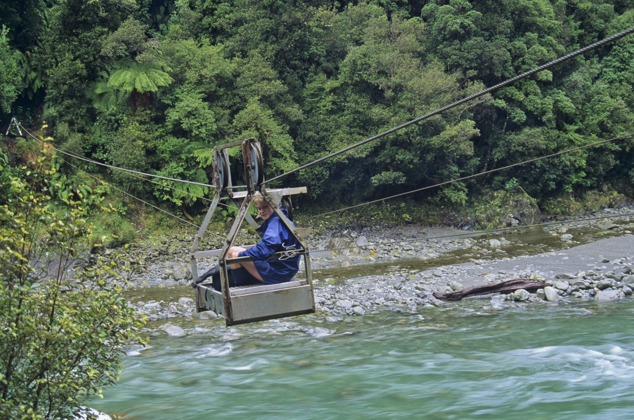 Tramping in the New Zealand backcountry: NZ Bush Adventures: Cableway